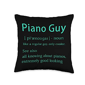 Musical Instrument Piano Gift Men Women Kids Piano Guy Definition Funny Pianist Music Notes Musician Gag Throw Pillow, 16x16, Multicolor