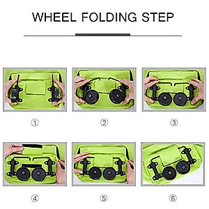 Nataliey 2 in 1 Grocery Cart with Wheels,Foldable Shopping Bags with Zipper,Waterproof Trolley Bag Folding Utility Shopping Cart for Women or Men Travel Home Kitchen,Black