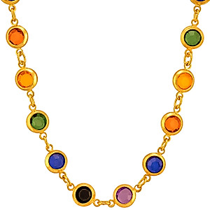 LIFETIME JEWELRY Multicolored Bead Chain Necklace for Women 24K Real Gold Plated (30 inches, Gold)