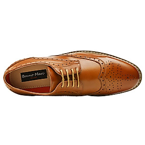 DREAM PAIRS MODA ITALY PRINCE Men's Classic Modern Oxford Wingtip Lace Dress Shoes,PRINCEWIDE-3-BROWN,10 D(W) US