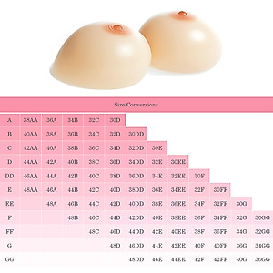 1 Pair Silicone Breast Forms - Full Mastectomy Prosthesis, Fake Boobs Bra Enhancer Beige Water Drop Inserts, D Cup 1000 Gram