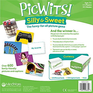 MindWare PicWits! Silly & Sweet Quick Wit Card Game - Quick 30-Minute Game Play - Ages 5 and Up