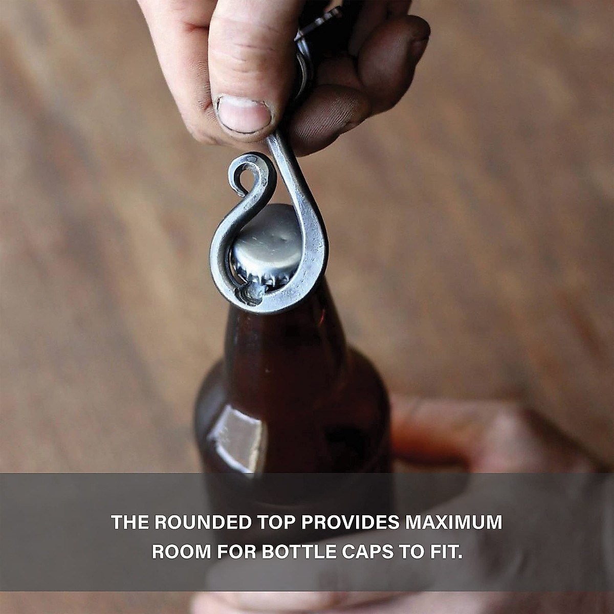 Steel Bottle Opener Keychain For Men & Women With Key Ring Loop | Rustic Cast Iron & Forged Metal Accessory For Everyday Carry | Made In USA | By WICKS FORGE