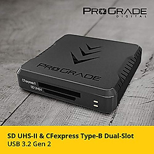 CFexpress Type B and SD UHS-II Dual-Slot Memory Card Reader by ProGrade Digital | USB 3.2 Gen 2 for Professional Filmmakers, Photographers & Content Creators
