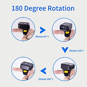 Alacrity 2D Wireless Ring Barcode Scanner,Portable Bluetooth Wearable Finger 1D 2D Mini Bar Code Reader Scanner Suppot Screen Scanning with Bluetooth & 2.4GHz Wireless & Wired Connection Scanner