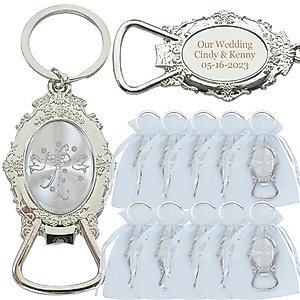 12 PCS Personalized Bottle Opener Wedding Favor Guest Gifts Keychains Bulk Recuerdos Para boda llaveros