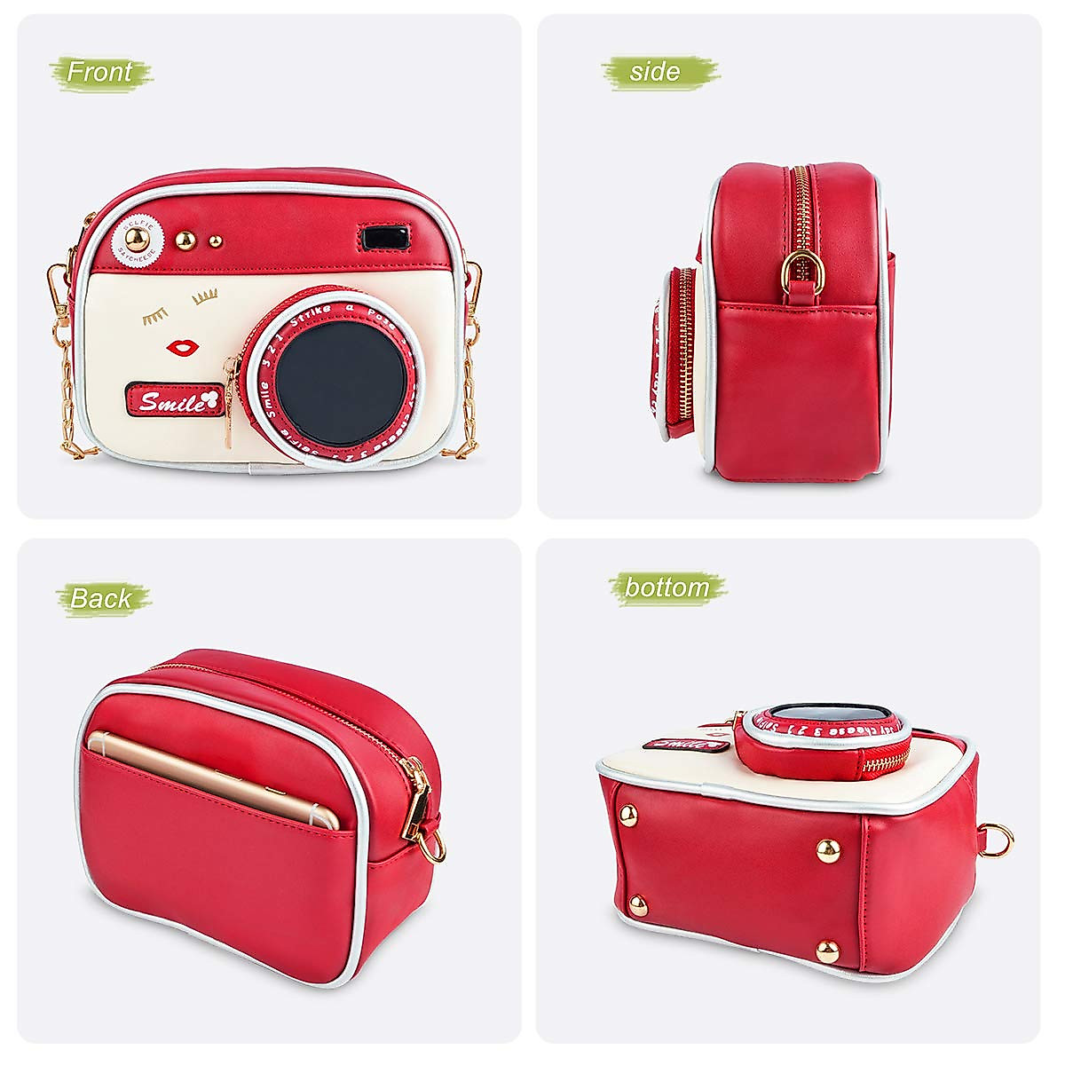Crossbody Bag For Women Trendy Shoulder Bag with Zipper Pocket Unique Cute Purse Handbags (red)
