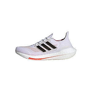 adidas Women's Ultraboost 21 Running Shoe, White/Black/Solar Red, 6