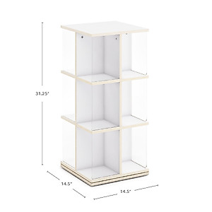 Guidecraft EdQ Rotating Book Display - White: Spinning Plywood Storage Bookshelf with Acrylic Windows for Kids Classroom, Playroom, or Bedroom