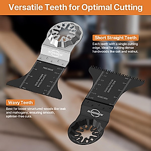 Oscillating Tool Blade Adapter-Free 2-sec Install 16PCS, Fast Smooth Cutting Multitool Blade - Strong Straight & Wavy Teeth, Oscillating Saw Blade for Wood Nails Metal, Fit Bosch Fein
