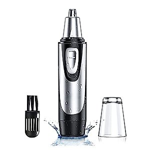 BESTRONG Ear and Nose Hair Trimmer - Painless Eyebrow & Facial Hair Trimmer for Men Women, Professional Water Resistant Nose Hair Remover with Dual Edge Blades, Battery-Operated & LED Light