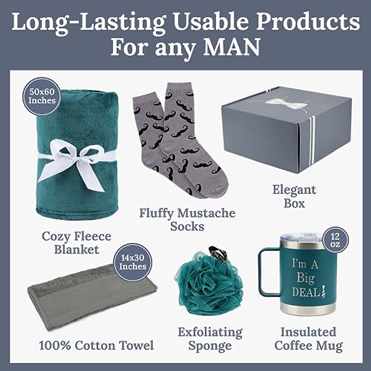 GOLDMUS Men Gift Set - Unique Gift Box for Men - Outstanding Birthday Gifts for Men, Thoughtful Gifts for Dad, Popular Gifts for Boyfriend & Thank You Gifts for Men - The Premium Gift Baskets for Men