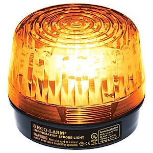 Seco-Larm SL-1301-SAQ/A Amber Lens Strobe Light, 10 Vertical LED Strips (54 LEDs), Built-in 100dB Programmable Siren, Six Different Flash Patterns, Adjustable Flashing Speed, Indoor/Outdoor Use