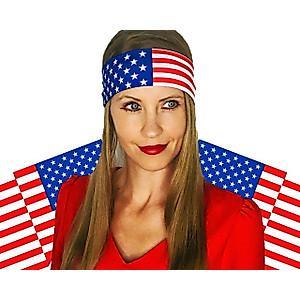 Shimmer Anna Shine Red White and Blue Patriotic American Flag Tie Headband USA (Red White and Blue Stars and Stripes)