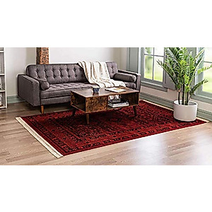 Unique Loom Tekke Collection Area Rug - Sheibani (6' 1" x 9' Rectangle, Red/ Black)