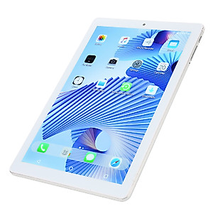 ANGGREK 10.1 Inch Tablet, 4GB RAM 64GB ROM, 1920x1200 HD Display, Dual Card Dual Standby, Dual Camera, 5000mAh Battery, 10 OS, Silver (US Plug)