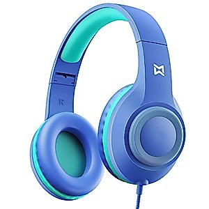 Mevoix Kids Headphones Wired, 94dB Volume Limit Over Ear Kids Headphones for School, Foldable Kids Headphones with Mic for Boys Girls Teens, Wired Toddler Headphones for iPad Tablet Kindle