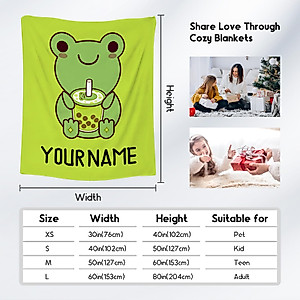 Personalized Frog Blanket Gifts, Frog Gifts for Girls Women Mom, Custom Gifts for Her & Daughter, Kids Throw Blanket for Boys, 60"x80" Cute Soft Plush Blankets for Bed Living Room