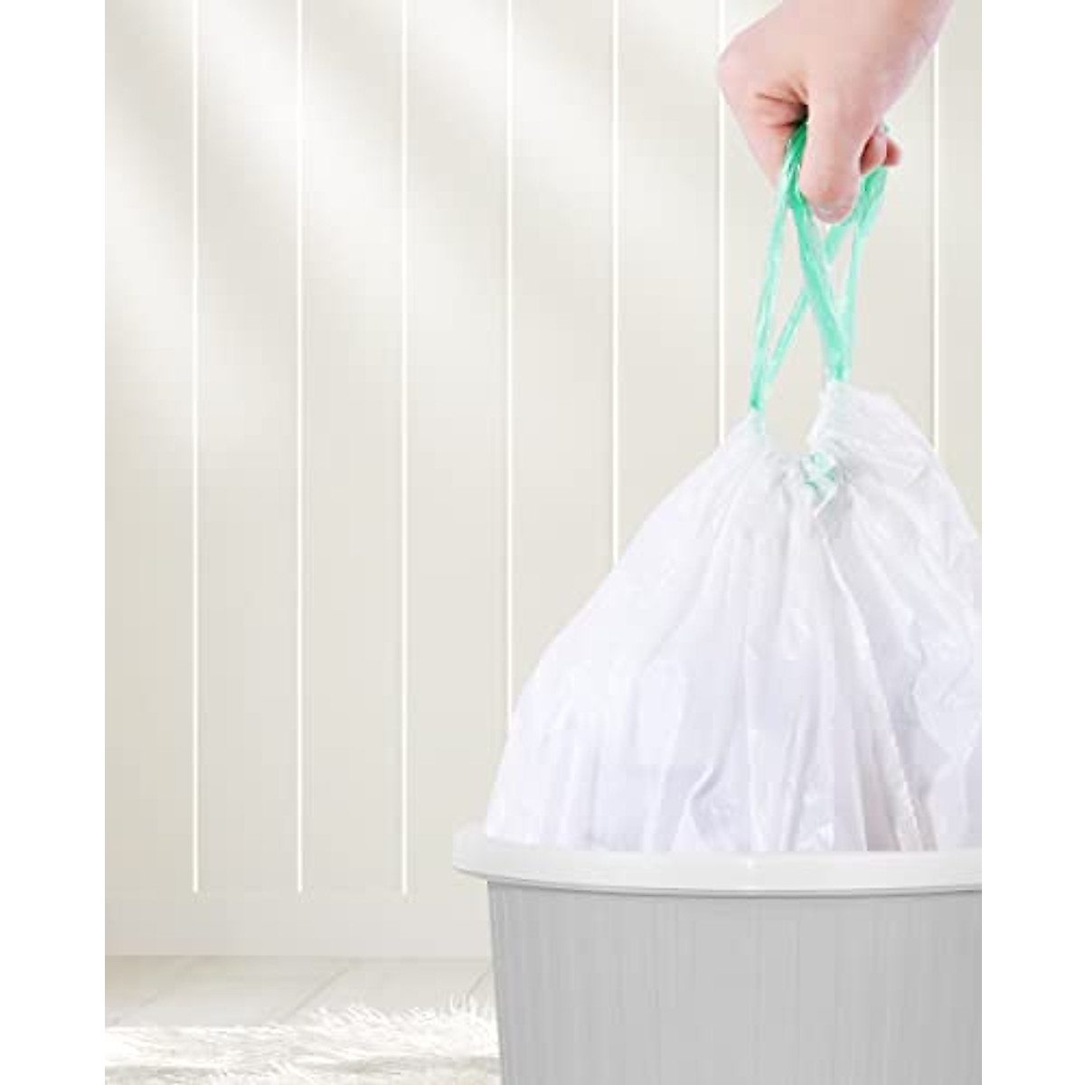 Hawnn 8 Gallon Trash Bag 120 Count, Unscented Strong Drawstring Garbage Bag Fit 30 Litter Trash Can, for Kitchen, Bathroom, Bedroom, Office ( Green )
