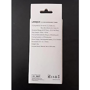 Linrax LT-2 Guitar Tuner Rechargeable Clip On Tuner for Guitar, Bass, Ukulele, Violin, Banjo, Chromatic Tuner with LCD Color Display, Digital Tuner for Stringed Instruments, Guitar Accessories, Black