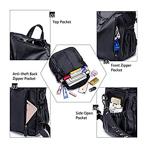 Roulens Women Backpack Purse Fashion Leather Large Ladies Shoulder Bags Travel Backpack Purse for Women