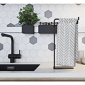 Hand Towel Stand for Bathroom Counter - 17" Black Countertop Towel Stand - Holds 2 Towels - Countertop Towel Holder Stand - Standing Hand Towel Holder for Bathroom Countertop - Fingertip Towel Holder