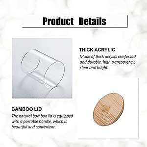 MKLZ 3 Pcs Qtip Holder and Cotton Round Pad Dispenser with Bamboo Lid, Small Clear Acrylic Containers for Cotton Swab/ball, Apothecary Jars Set for Bathroom/Restroom/Vanity/Makeup Storage Organizer