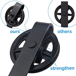 ZEKOO 5-18 FT Bypass Barn Door Hardware for Double Barn Door, Barn Door Track for Sliding Closet Door, Heavy Duty Double Bypass Barn Door Kit Big Black Spoke Hangers (9FT Bypass Double Door Kit)