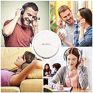 ByronStatics Portable CD Player, Personal Compact Disc Player with Anti-Skip/Anti-Shock, Headphone Jack & Large LCD Display for Car Use and Home Travel, not Rechargeable, Use AA Batteries White