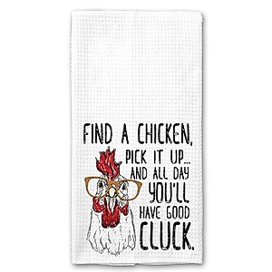 Find a Chicken, Have Good Cluck Funny Chicken Microfiber Kitchen Tea Bar Towel Gift for Women