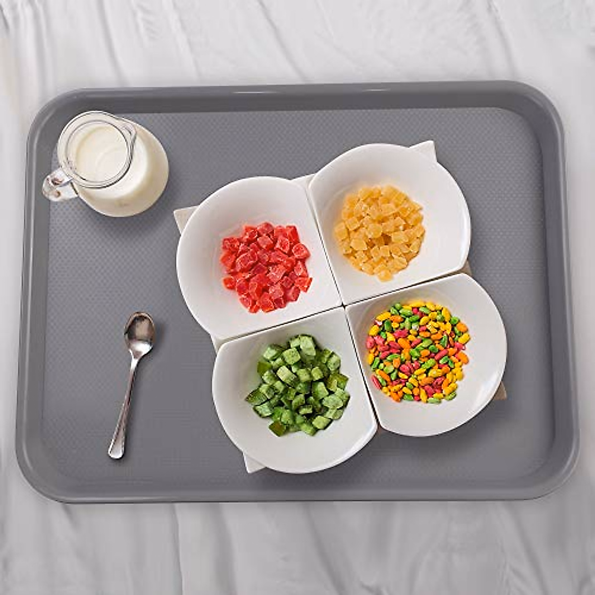 Joyeen Plastic Fast Food Serving Tray, 6 Pack Restaurant Trays, Grey
