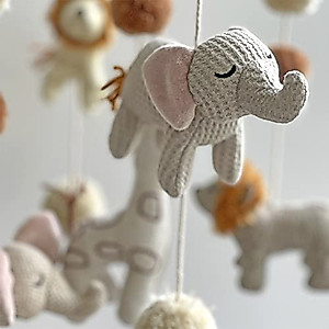 Crane Baby Mobile for Crib, Safari Nursery Décor for Boys and Girls, Ceiling Hanging, 11" x 28"