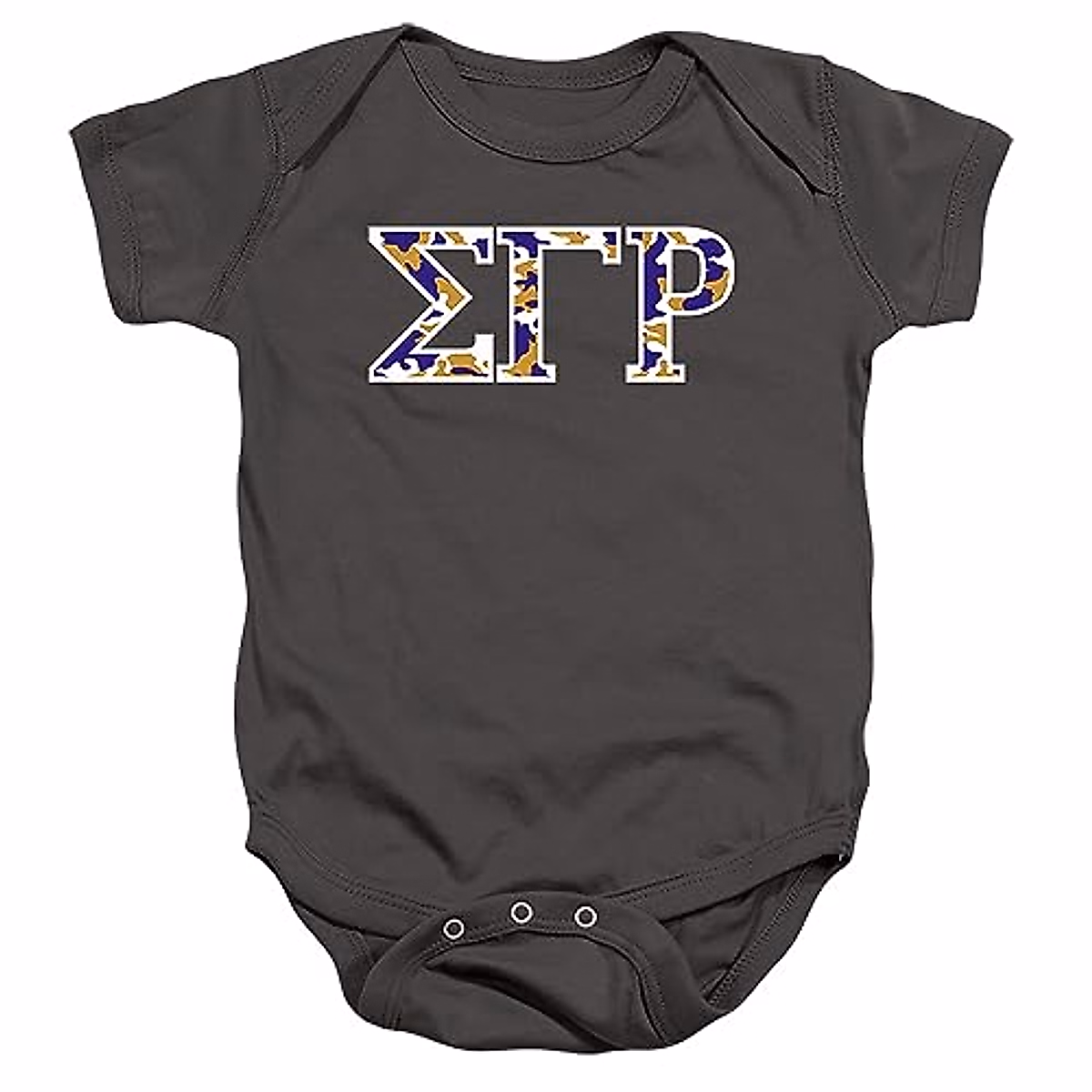 Logovision Sigma Gamma Rho Sorority Official Camo Unisex Infant Snap Suit for Baby,Charcoal, 24 Months