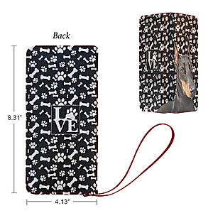 NIWAHO Dog Mom Gifts - Doberman Pinscher Dog Paw Printed Wallet for Women Leather Long Clutch Purse