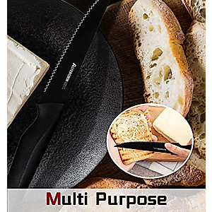 Astercook Steak Knives, Steak Knives Set of 8, Dishwasher Safe High Carbon Stainless Steel Serrated Steak Knife, Black