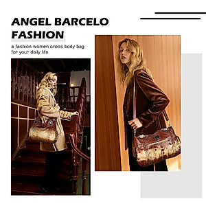 Angel Barcelo Roomy Fashion Hobo Womens Handbags Ladies Purse Satchel Shoulder Bags Tote Washed Leather Bag Brown