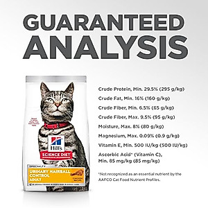 Hill's Science Diet Urinary Hairball Control, Adult 1-6, Urinary Track Health & Hairball Control Support, Dry Cat Food, Chicken Recipe, 3.5 lb Bag