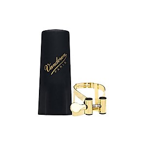 Vandoren LC58DP M/O Ligature and Plastic Cap for Tenor Saxophone; Gilded Finish
