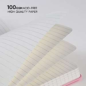 FLEEKOOL Lined Journal Notebook Hardcover with 216 Pages - A5 College Ruled Notebook with 100gsm Thick Paper,Pen Loop,Inner Pocket,5.75'' X 8.38'' - Pink