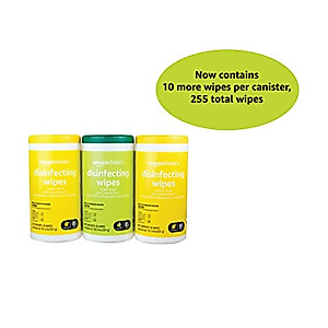 Amazon Basics Disinfecting Wipes, Lemon Scent & Fresh Scent, Sanitizes/Cleans/Disinfects/Deodorizes, 85 Count: Pack of 3 (Previously Solimo)