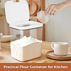 Tideme Rice Containers, Large Flour Storage Container, 5.5 L Rice Storage Container Box with Automatic Flip-Up Lid, 8.1×6.5×9.6 Inch