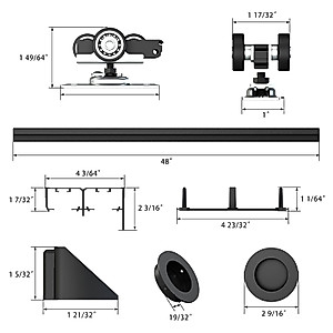 JUBEST 4FT Heavy Duty Bypass Door Hardware with Finger Pulls,Sturdy Aluminum Sliding Closet Door Track for 2 door System,Quietly and Smoothly,Fit Door Thickness 1 3/8" or 1 3/4",Easy to Install, Black