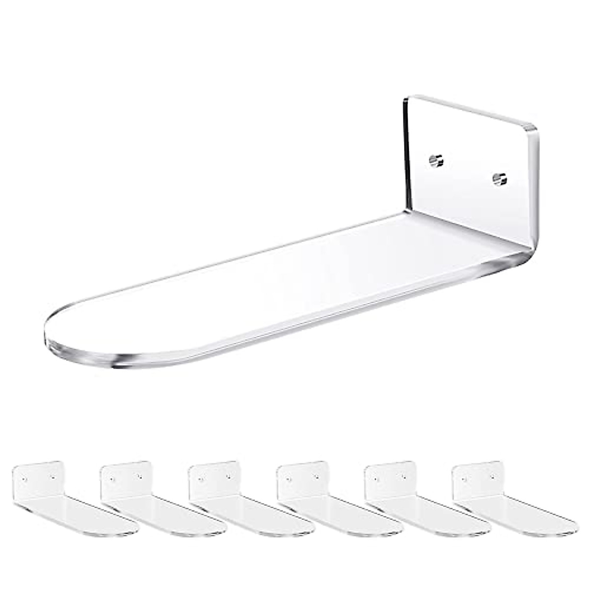 6 Sets Floating Shoe Shelves for Wall, Clear Acrylic Shoe Display for Sneakers Shoe Rack Extra Thick with Screws and Anchors, Wall Mounted Display Shoe Shelves (Transparent)