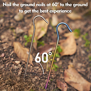 TiTo Titanium Shepherd Hook Tent Stakes Tent pegs Tent Stakes Dia 3.5mm and Length 165mm About 8.2G.(6-Pack) (Silver)