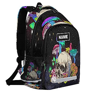 YoCosy Galaxy Space Star Colorful Mushroom Skull Custom Backpack School Personalized Gifts Bookbag Laptop Purse Casual Daypack for Teen Girls Women Boys Men College Travel