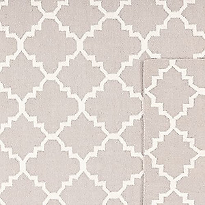 SAFAVIEH Dhurries Collection 8' x 10' Grey/Ivory DHU554G Handmade Flatweave Premium Wool Area Rug