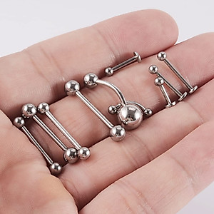 CHUANCI 24PCS/Lot Belly Button Nail Tool, Internal Thread Lip Nail Tongue Nail Piercing Kit, Disposable Ear Bone Nail Eyebrow Nail Nose Piercing Tool Set