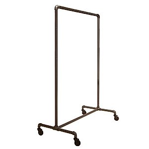 Pipe Series Commercial Quality Non-Adjustable 2-Way Ballet Style Rolling Garment Clothing Rack, Anthricite Grey