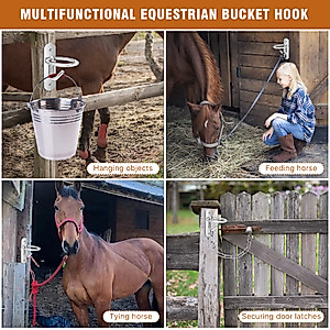 Worldity 6 Pack Bucket Hooks, Heavy Duty Iron Equestrian Bucket Hook Hangers, Multi-Functional Horse Water Bucket Hook for Hanging Horse Supplies, Feeding Horse, Tying Horse