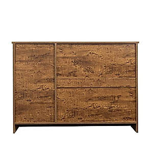 Boloni Farmhouse Buffet Cabinet, Sideboard Bar Storage with 3 Doors, 2 Drawers, Adjustable Shelve, Credenza Console Table for Entryway, Living Room, Dining Room, Kitchen, Walnut
